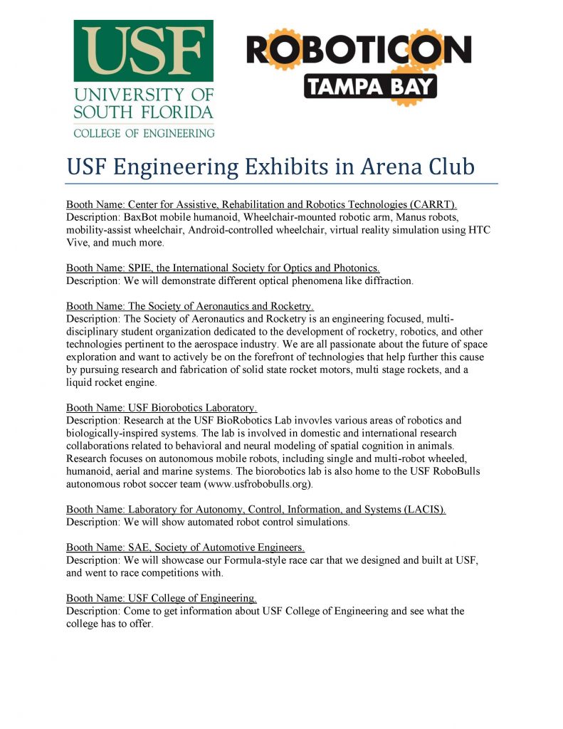 A ROBOTICON Welcome from Dean Robert Bishop, USF College of Engineering ...